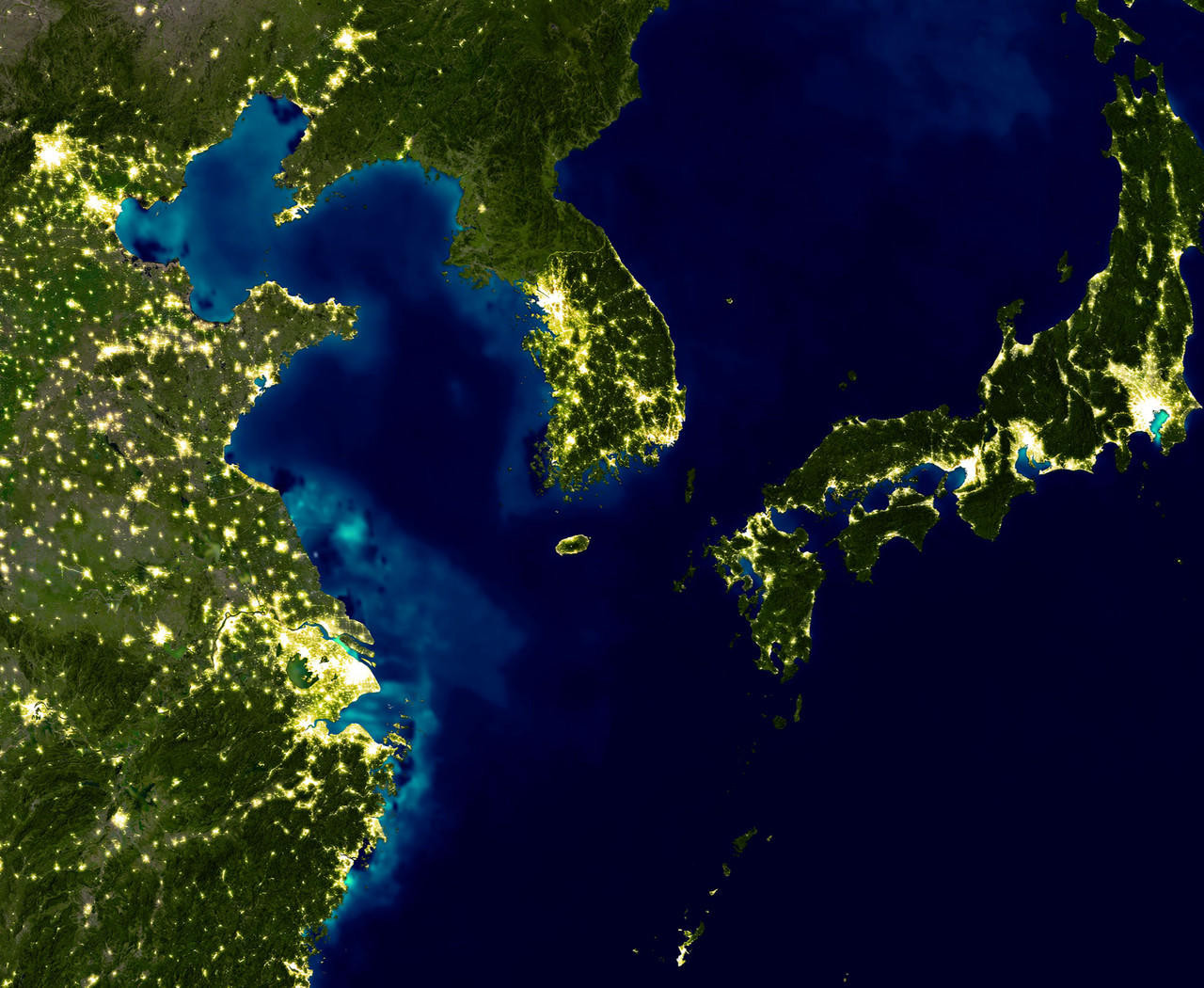 Earth at Night NASA "Night Lights" City Lights Satellite Image Map ...
