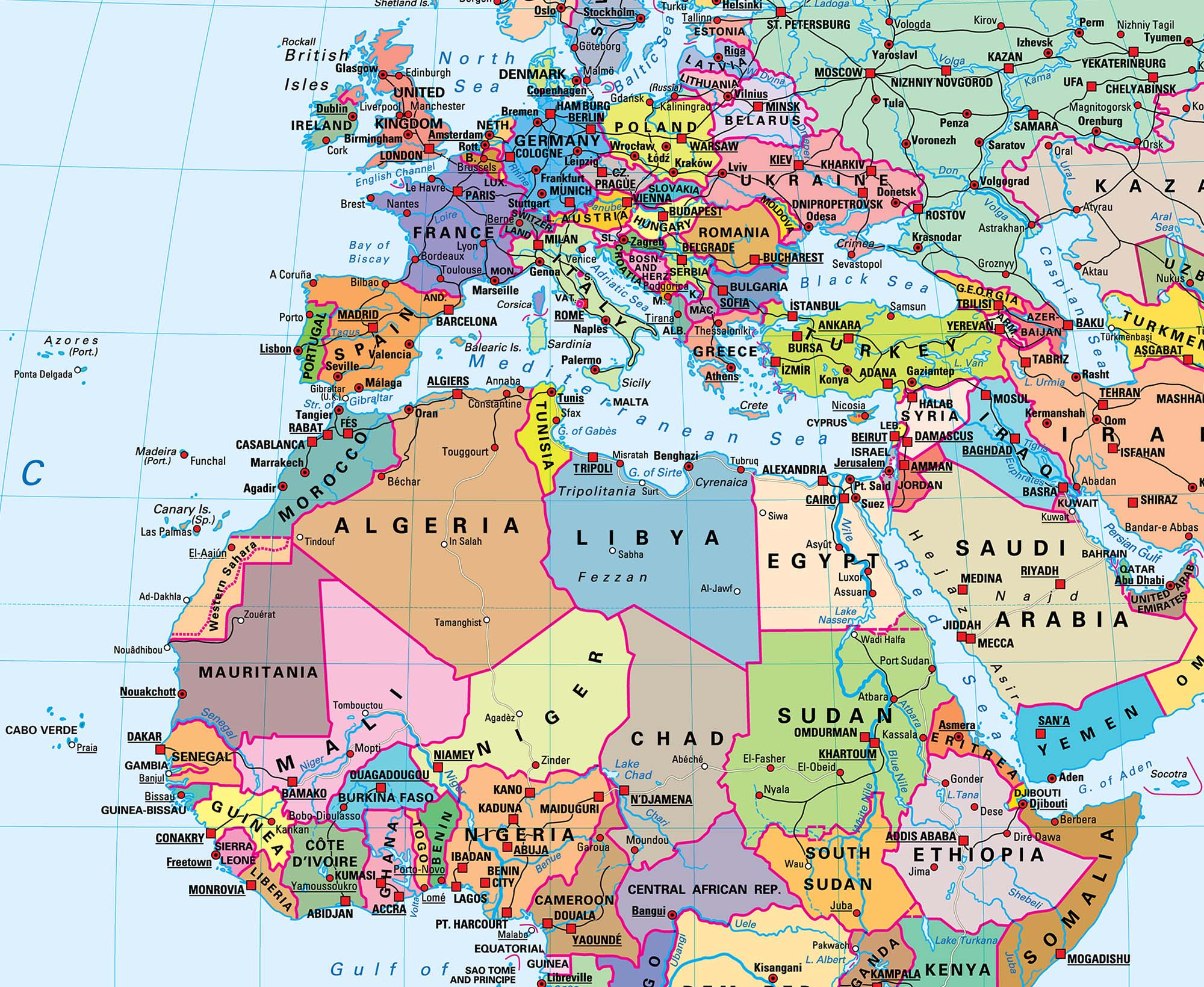 Extra Large World Political Map - 100" x 69" - from Klett-Perthes ...