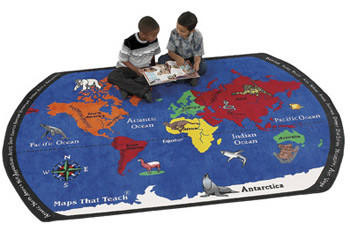 World Map Classroom Rug | World Maps Online