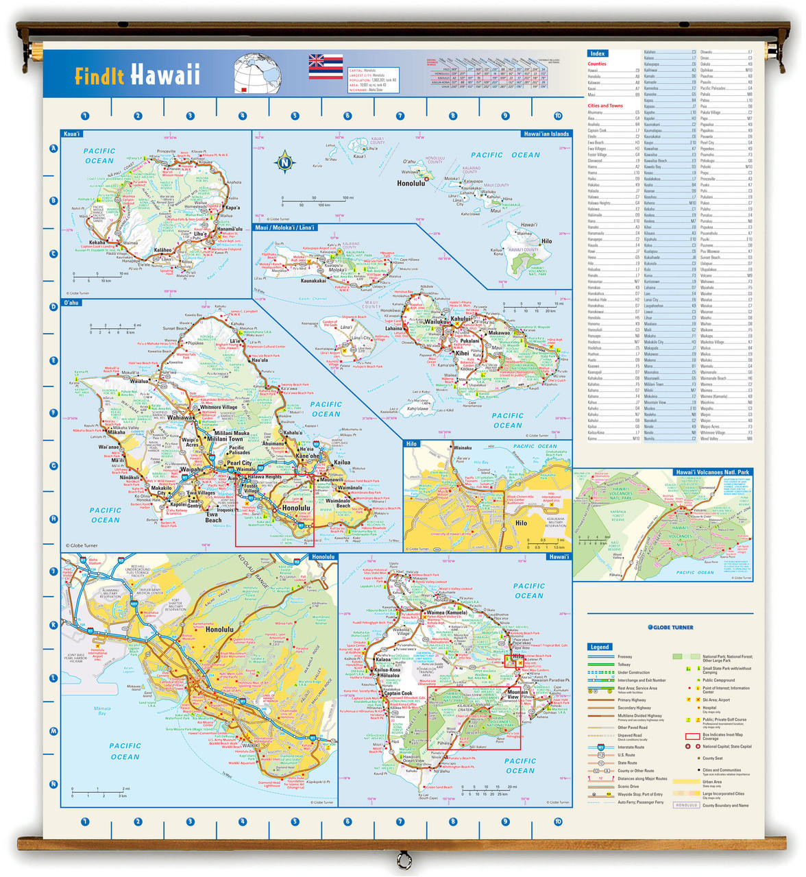 Hawaii Reference Wall Map | World Maps Online