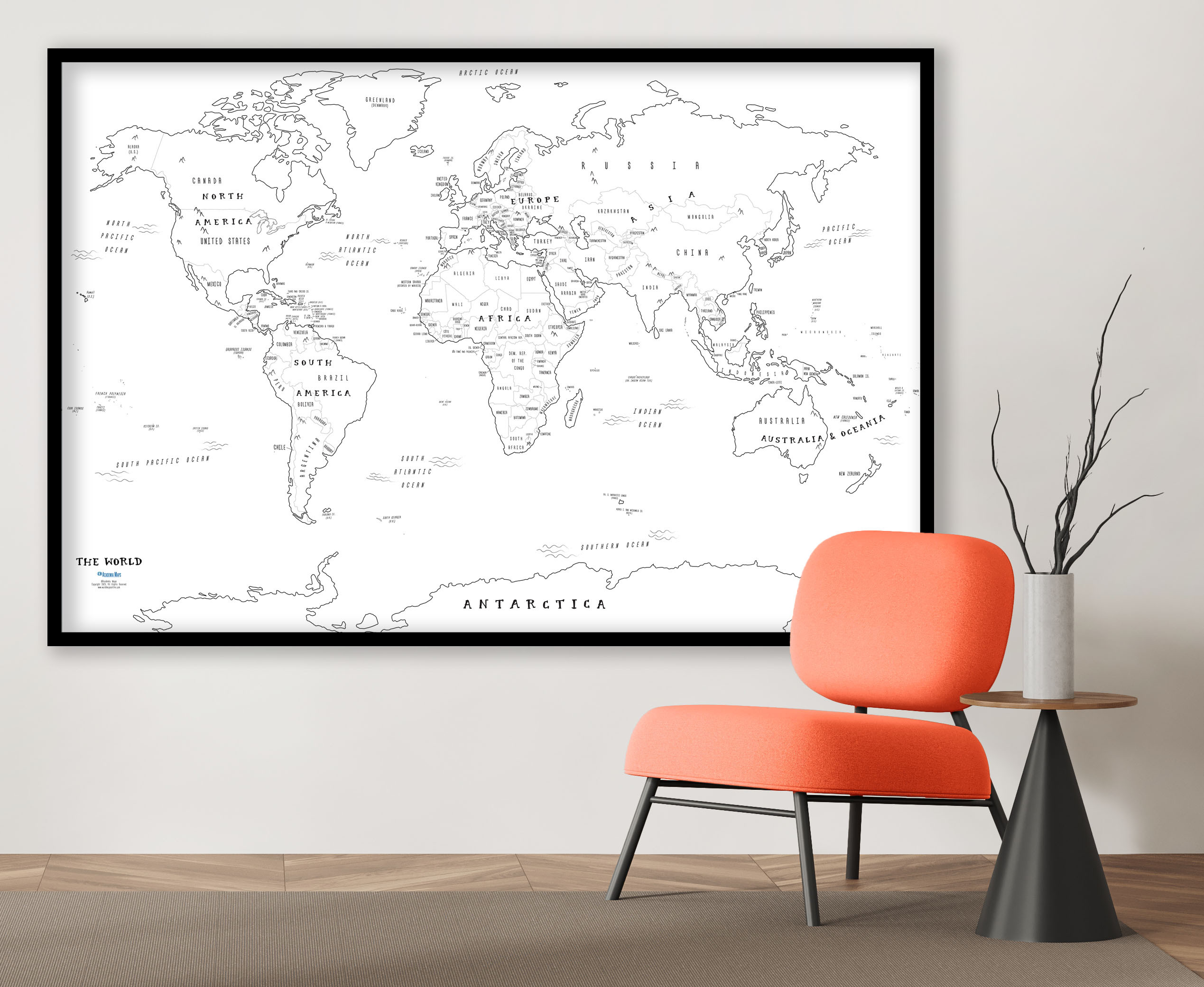 World Coloring Map for Kids - Wall Decal Map | World Maps Online