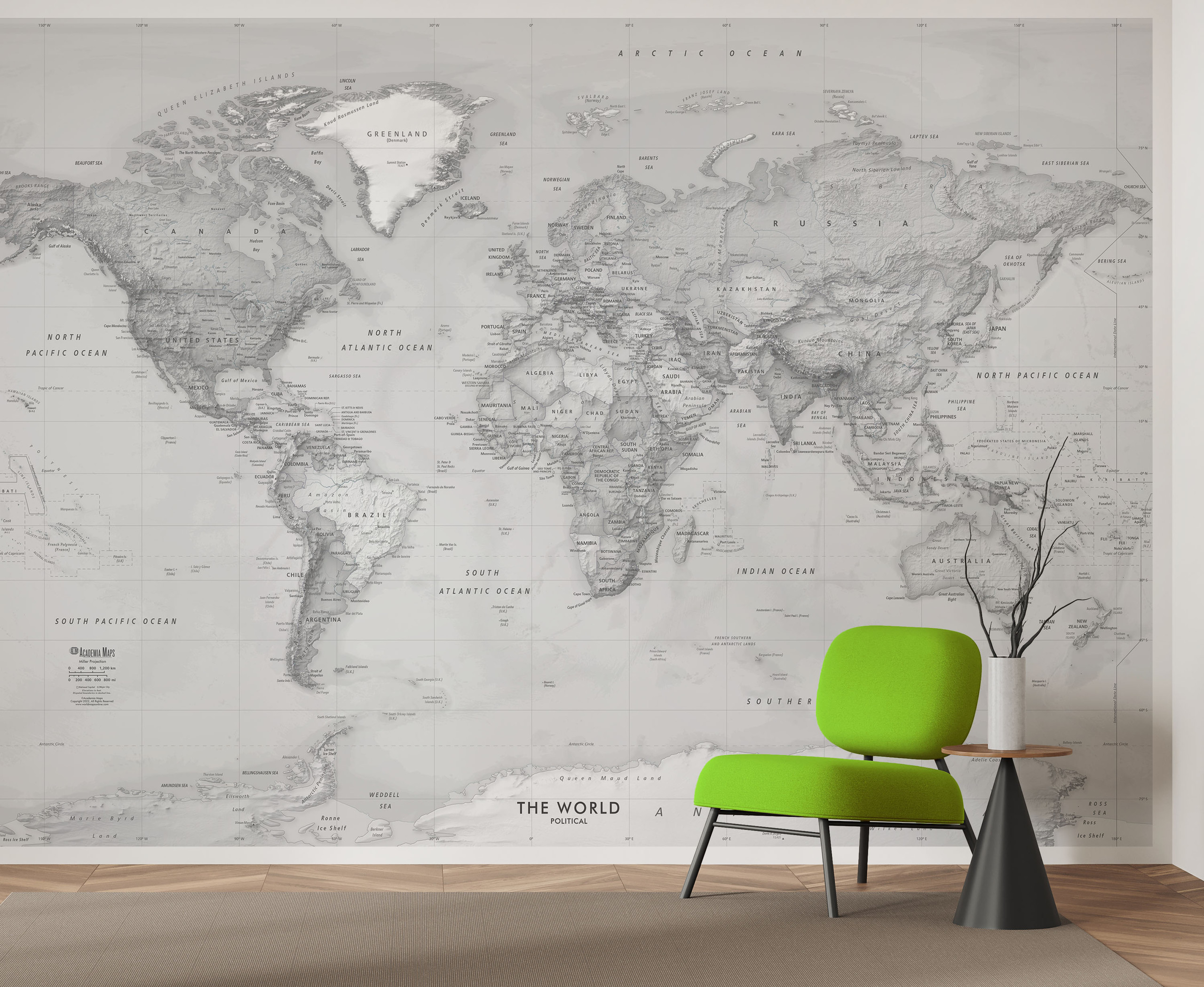 Classic Colors World Political Map Wall Mural - Peel & Stick Removable ...