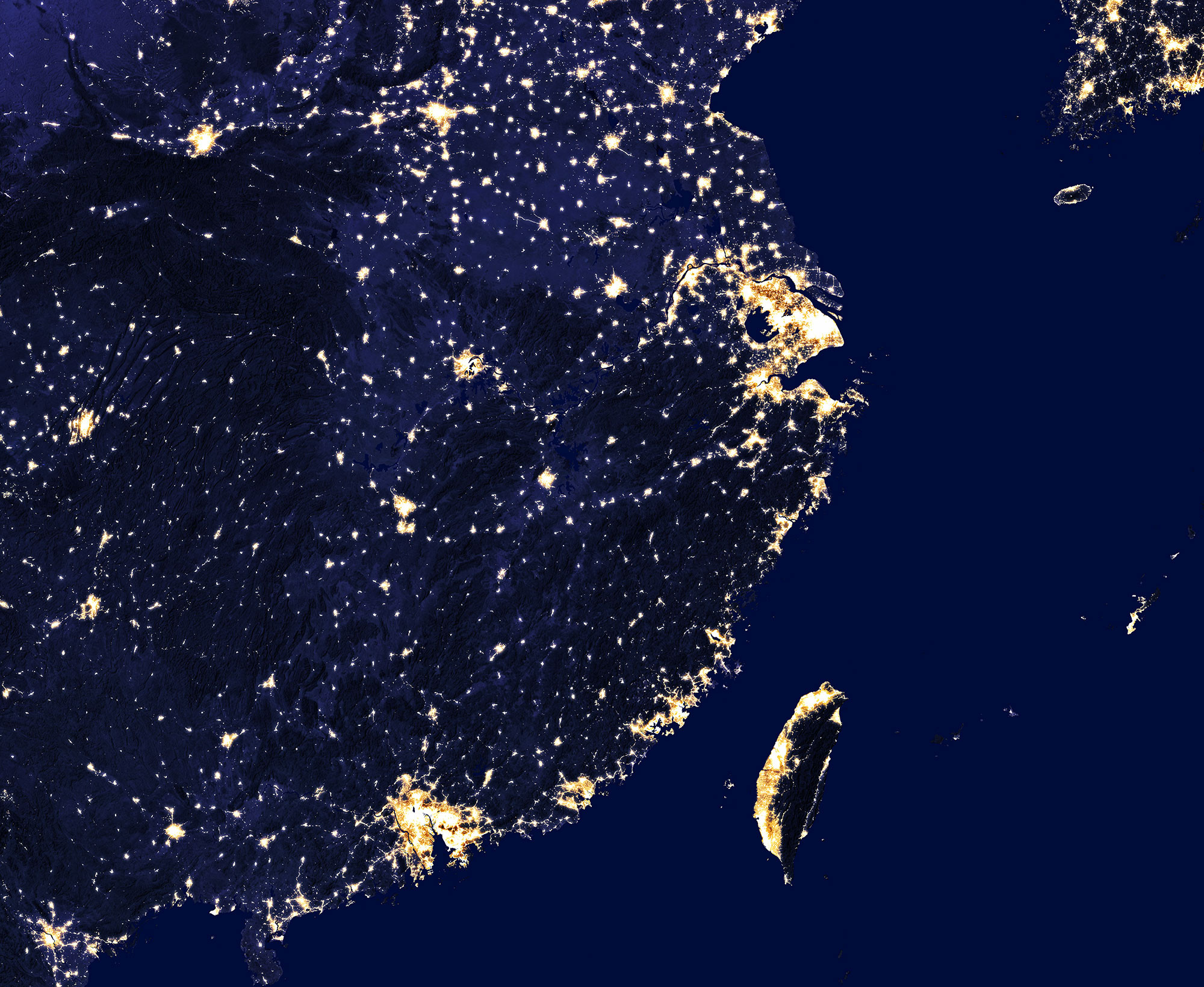 Dark Earth at Night NASA City Lights World Wall Map | World Maps Online