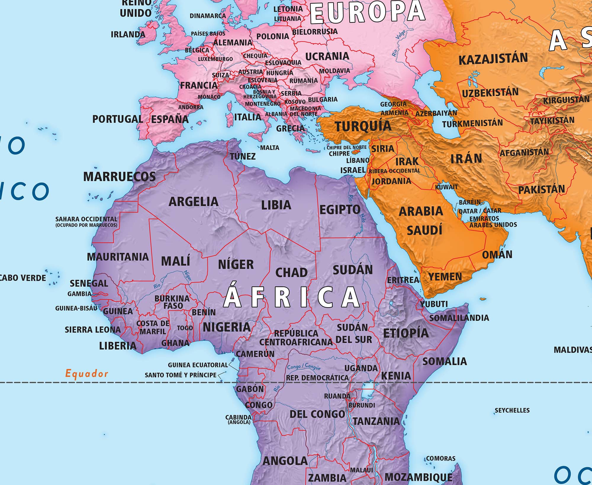 World Spanish Language Early Learner Educational Wall Map | World Maps ...