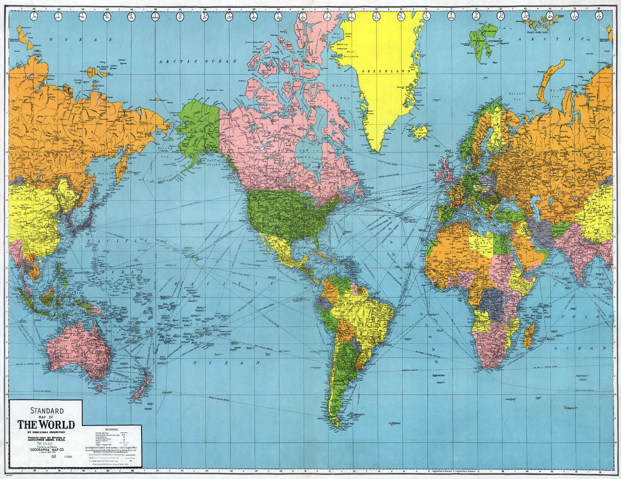 Vintage Map Print - World - 1942 | World Maps Online