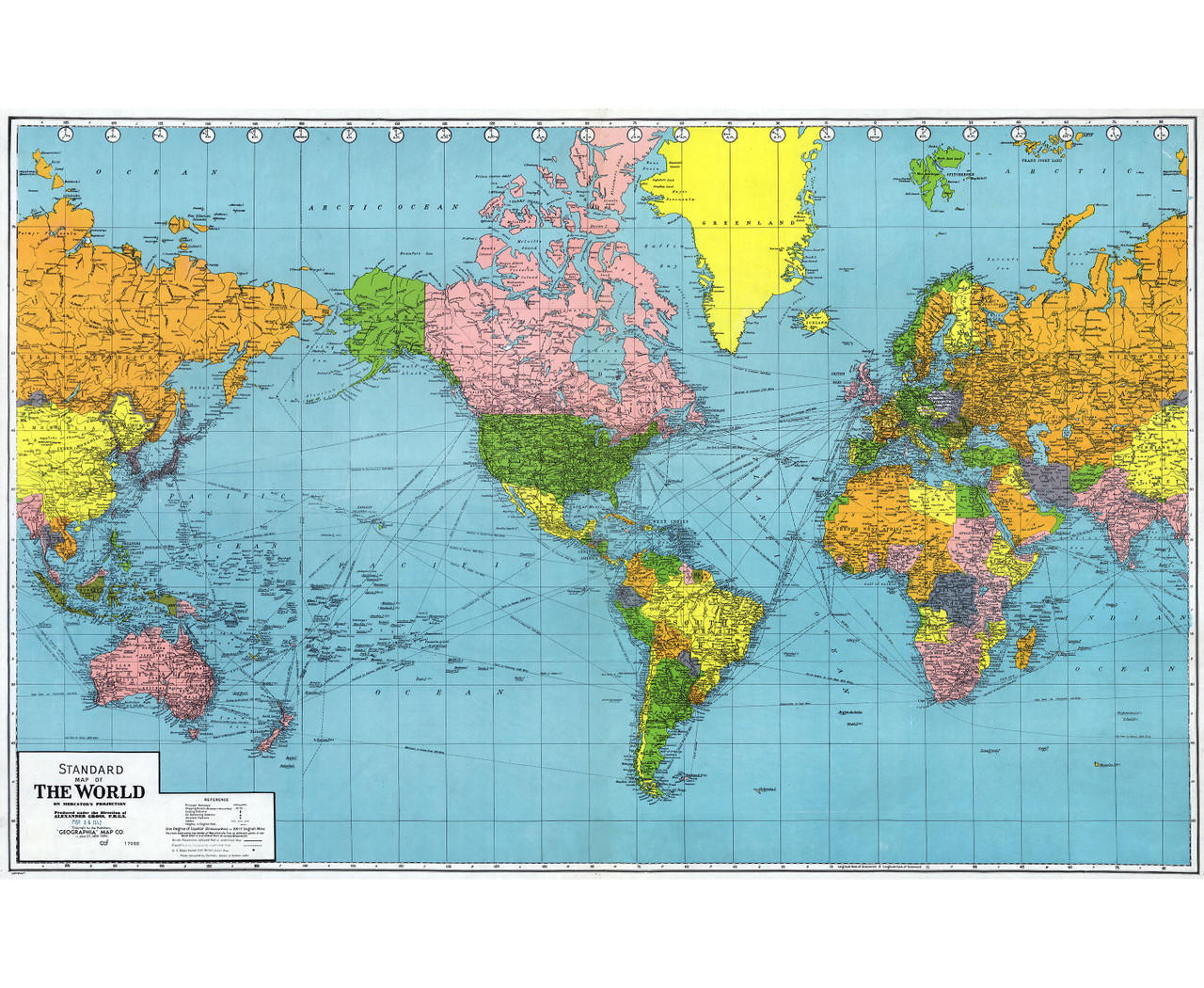 Vintage Map Print - World - 1942 | World Maps Online