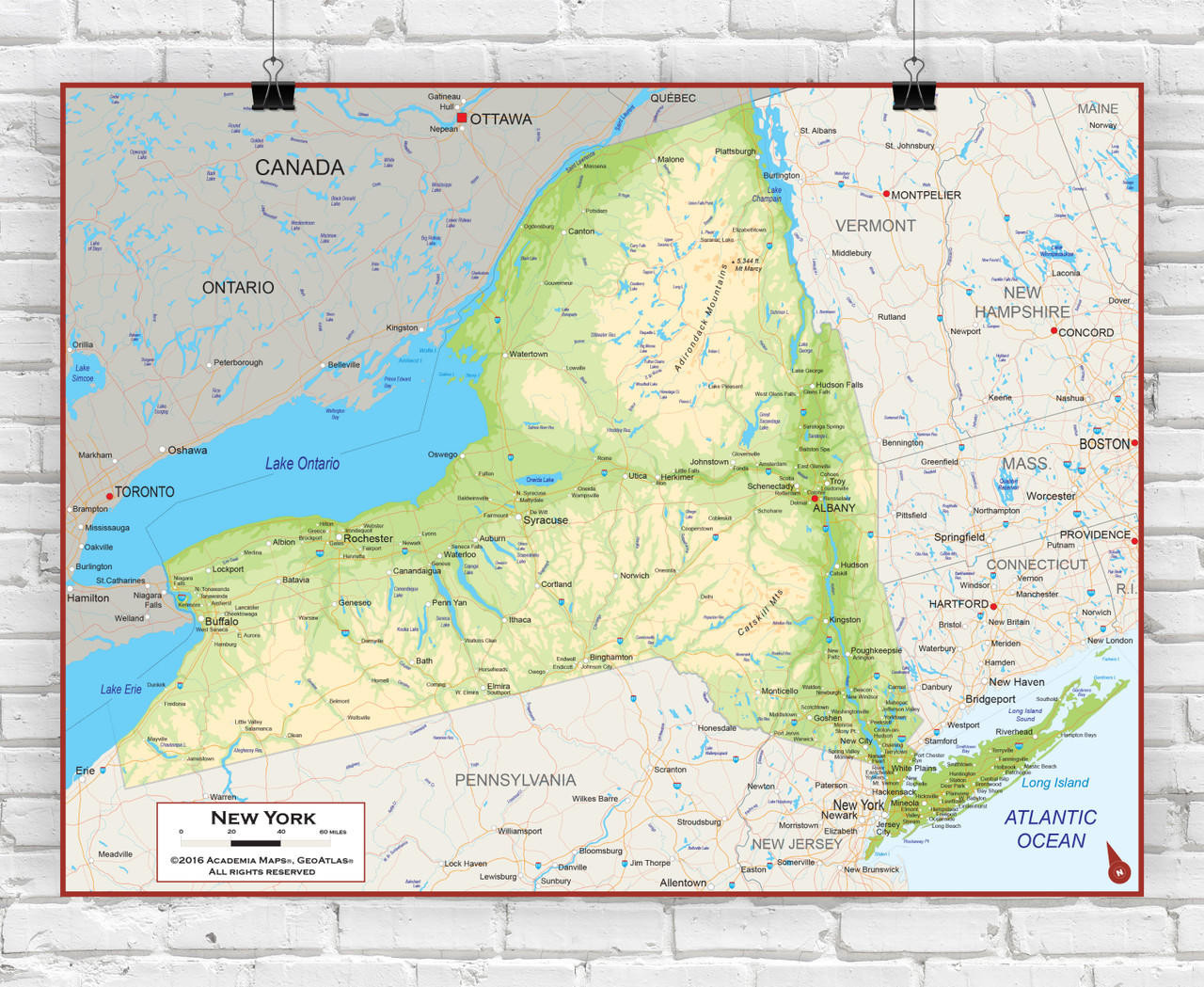 Physical Map Of New York