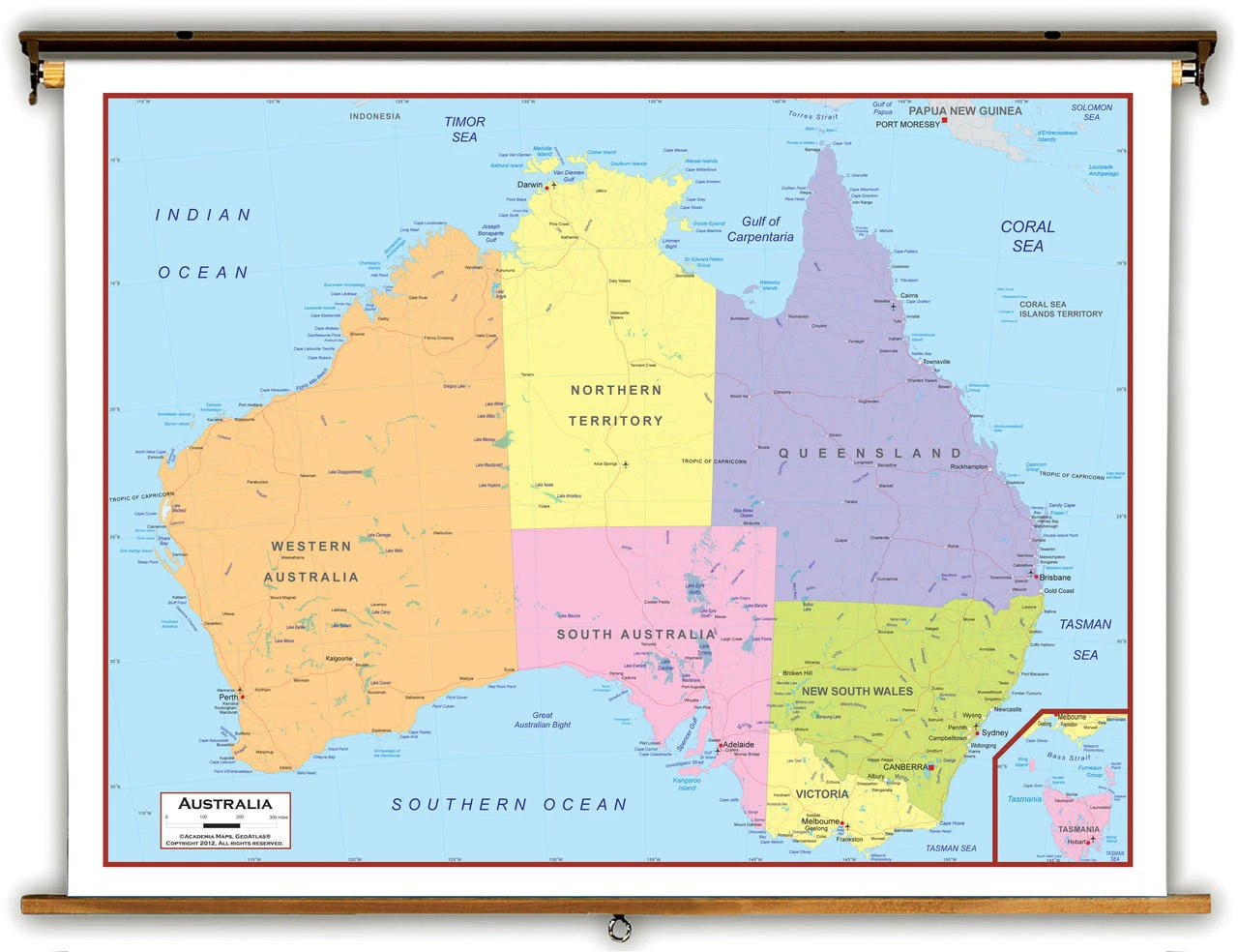 Australia Political Educational Map from Academia Maps | World Maps Online