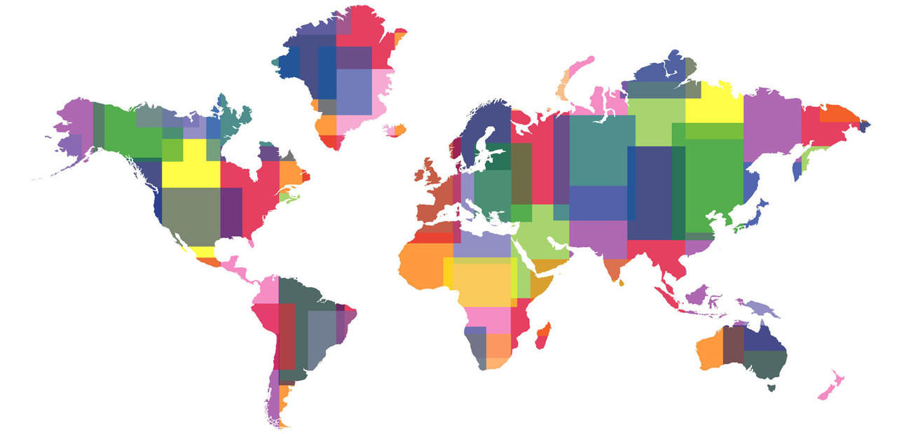 ABCD Map Mural - Bright | World Maps Online