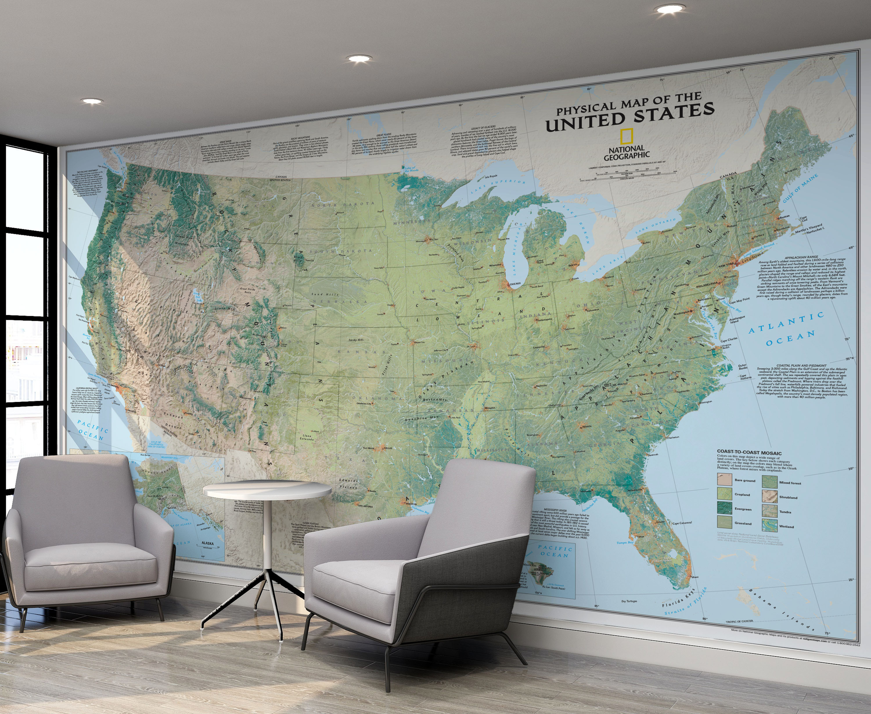 National Geographic United States Physical Wall Map Mural | World Maps ...