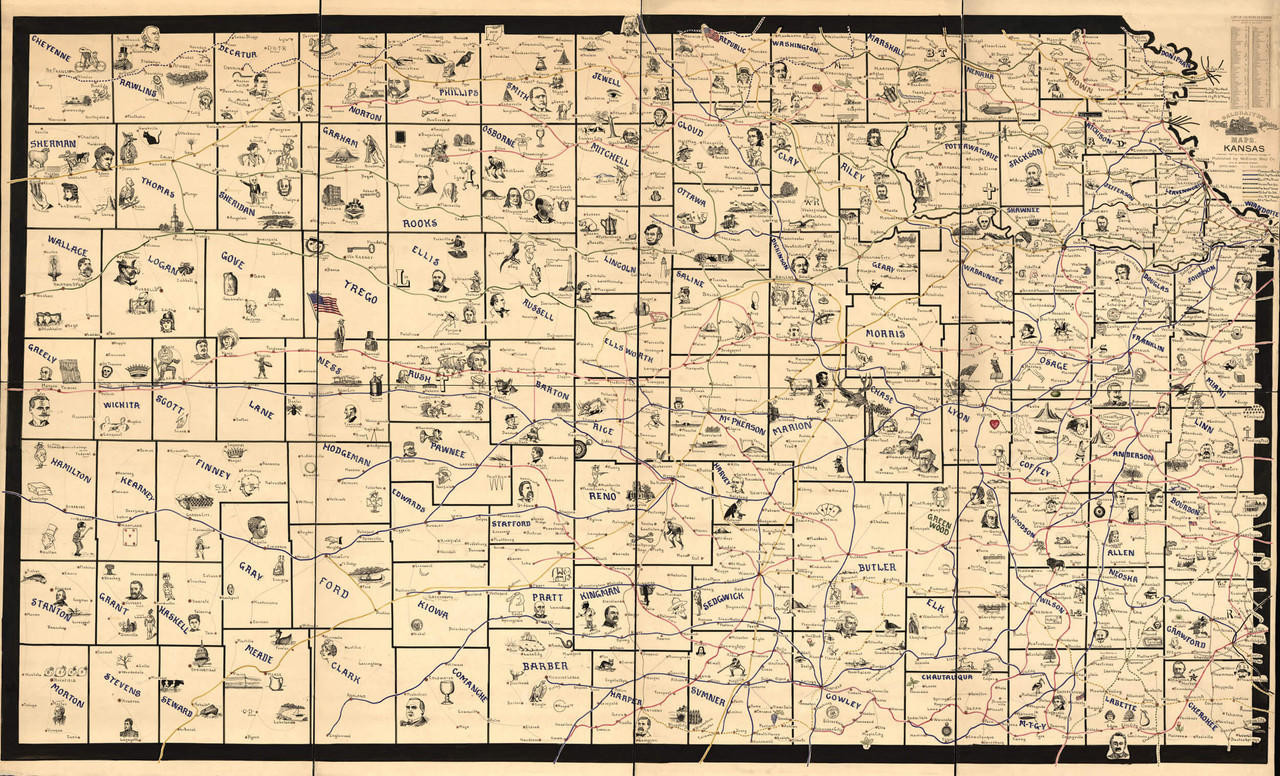 Historic Railroad Map of Kansas - 1898 | World Maps Online