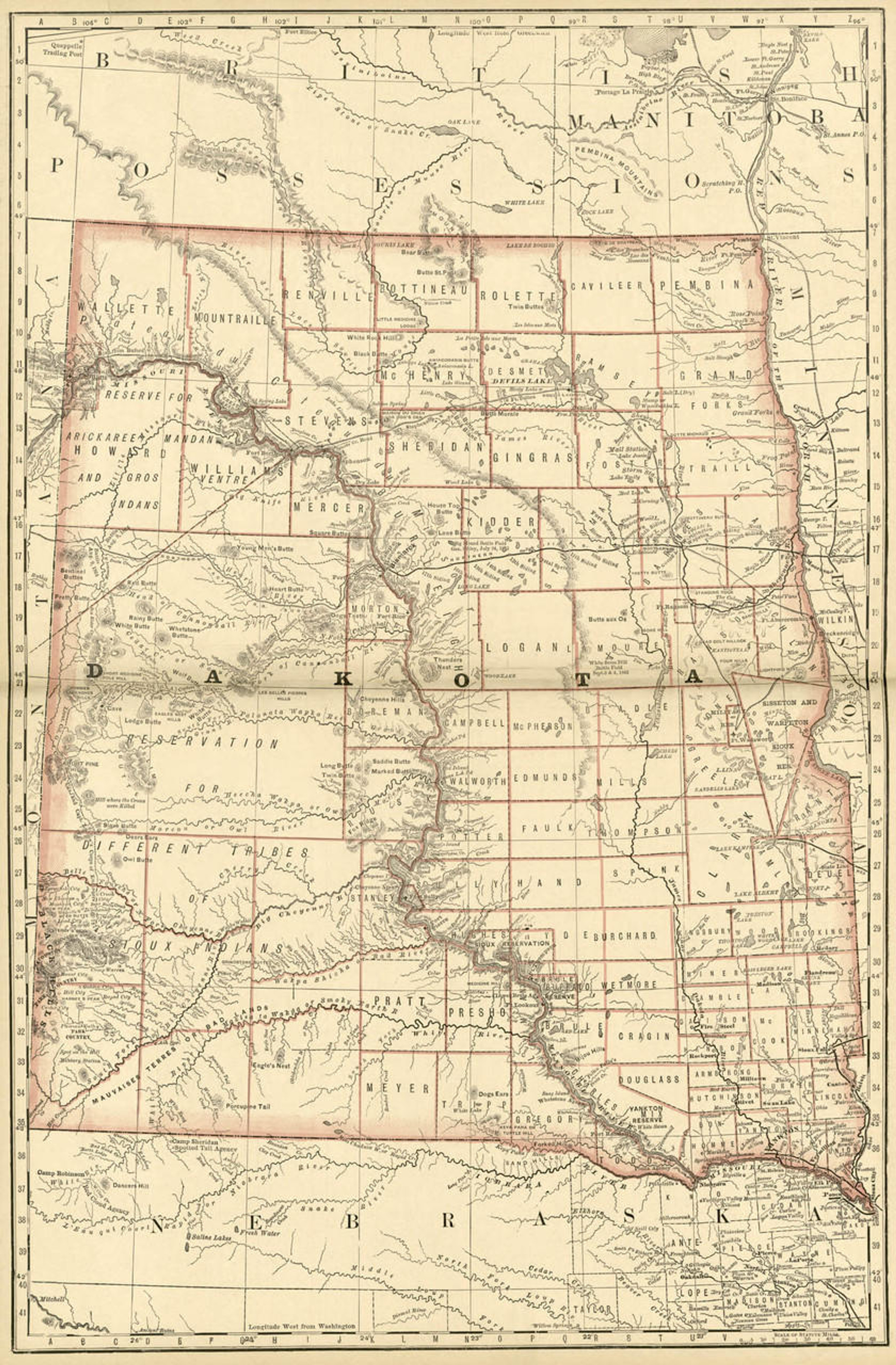 Historical Railroad Map of the Dakota Territory - 1878 | World Maps Online