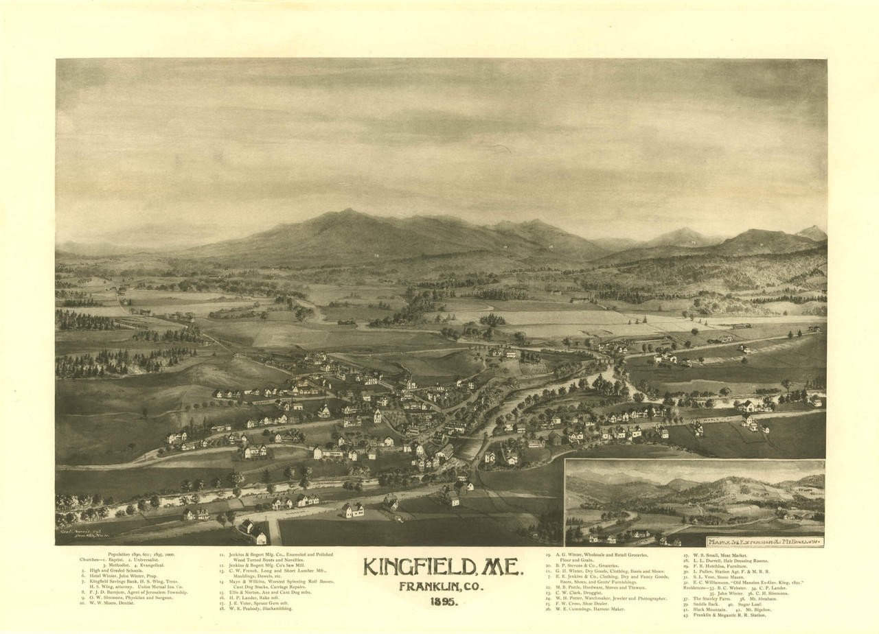 Historic Map - Kingfield, ME - 1895 | World Maps Online