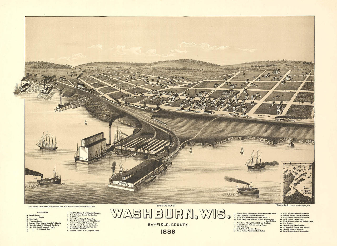Historic Map - Washburn, WI - 1886 | World Maps Online