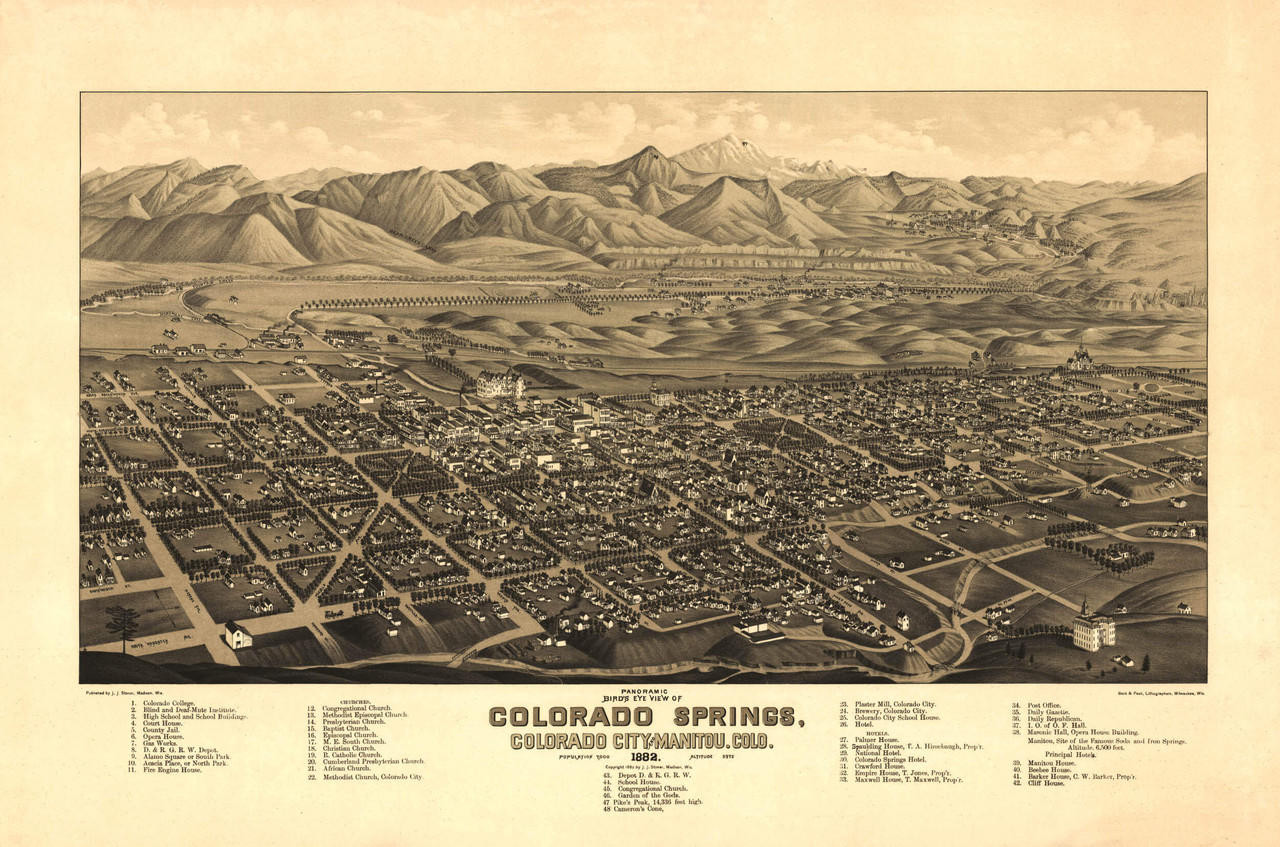 Historic Map - Colorado Springs, CO - 1882 | World Maps Online