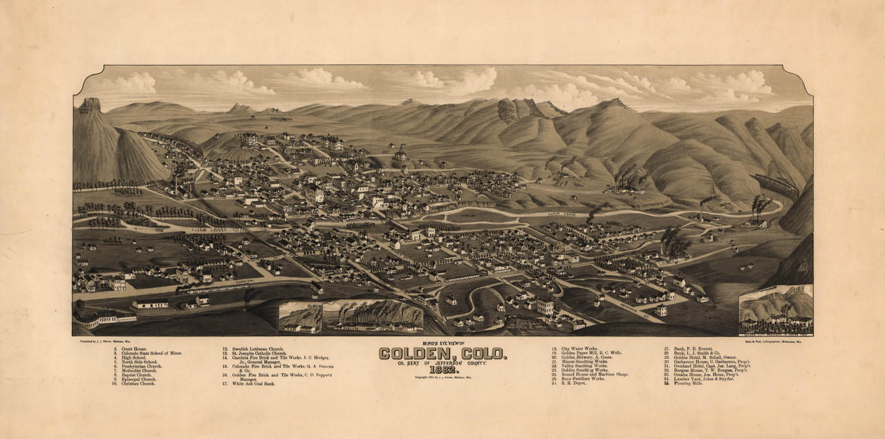 Historic Map - Golden, CO - 1882 | World Maps Online