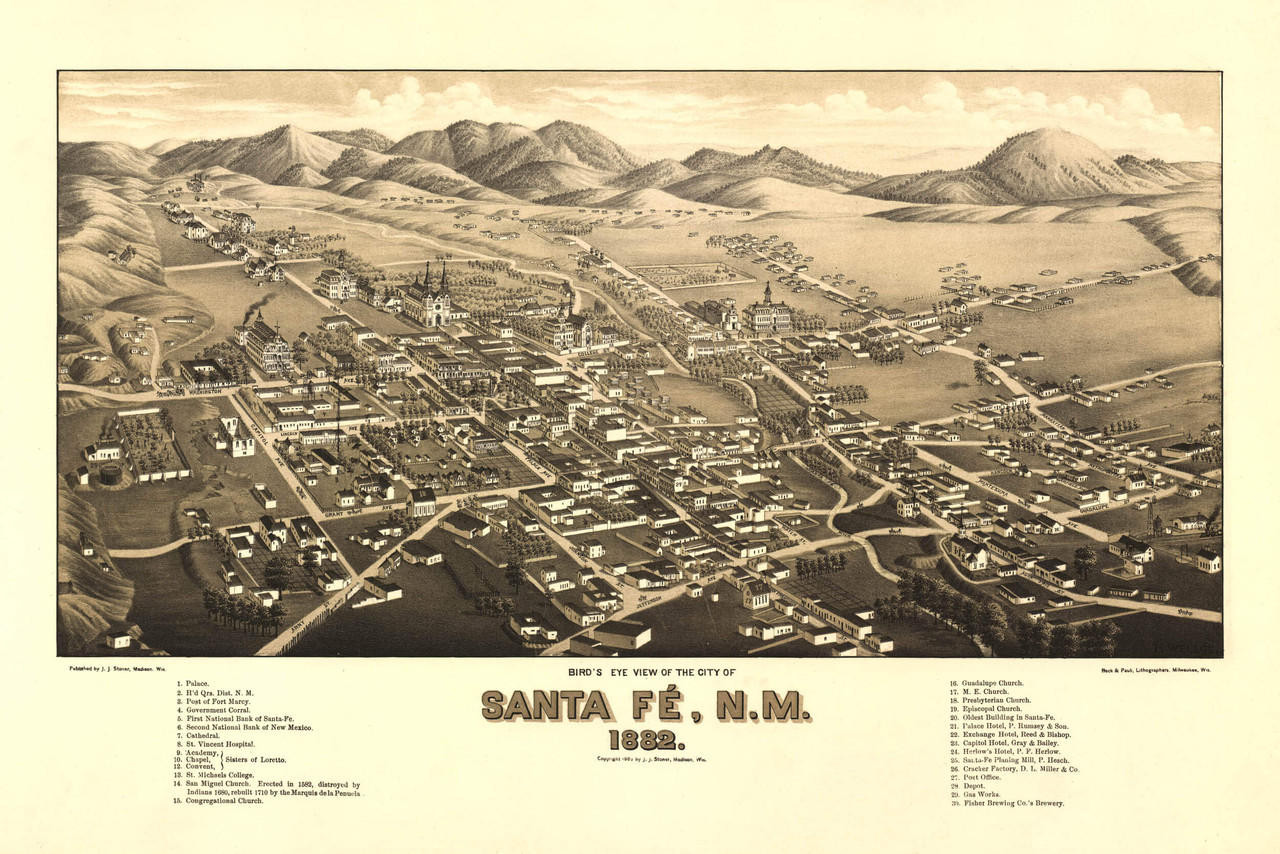 Historic Map - Santa Fe, NM - 1882 | World Maps Online