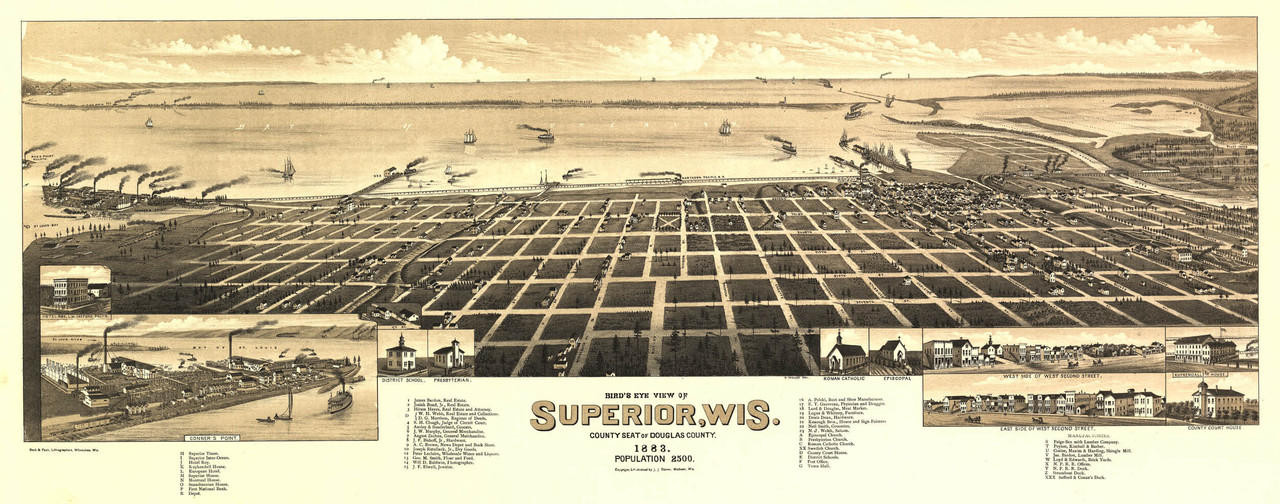 Historic Map - Superior, WI - 1883 | World Maps Online