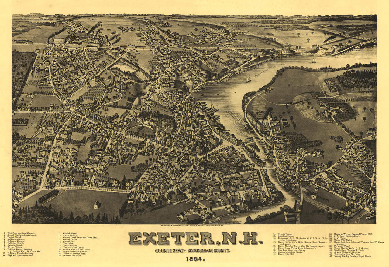 Historic Map - Exeter, NH - 1884 | World Maps Online