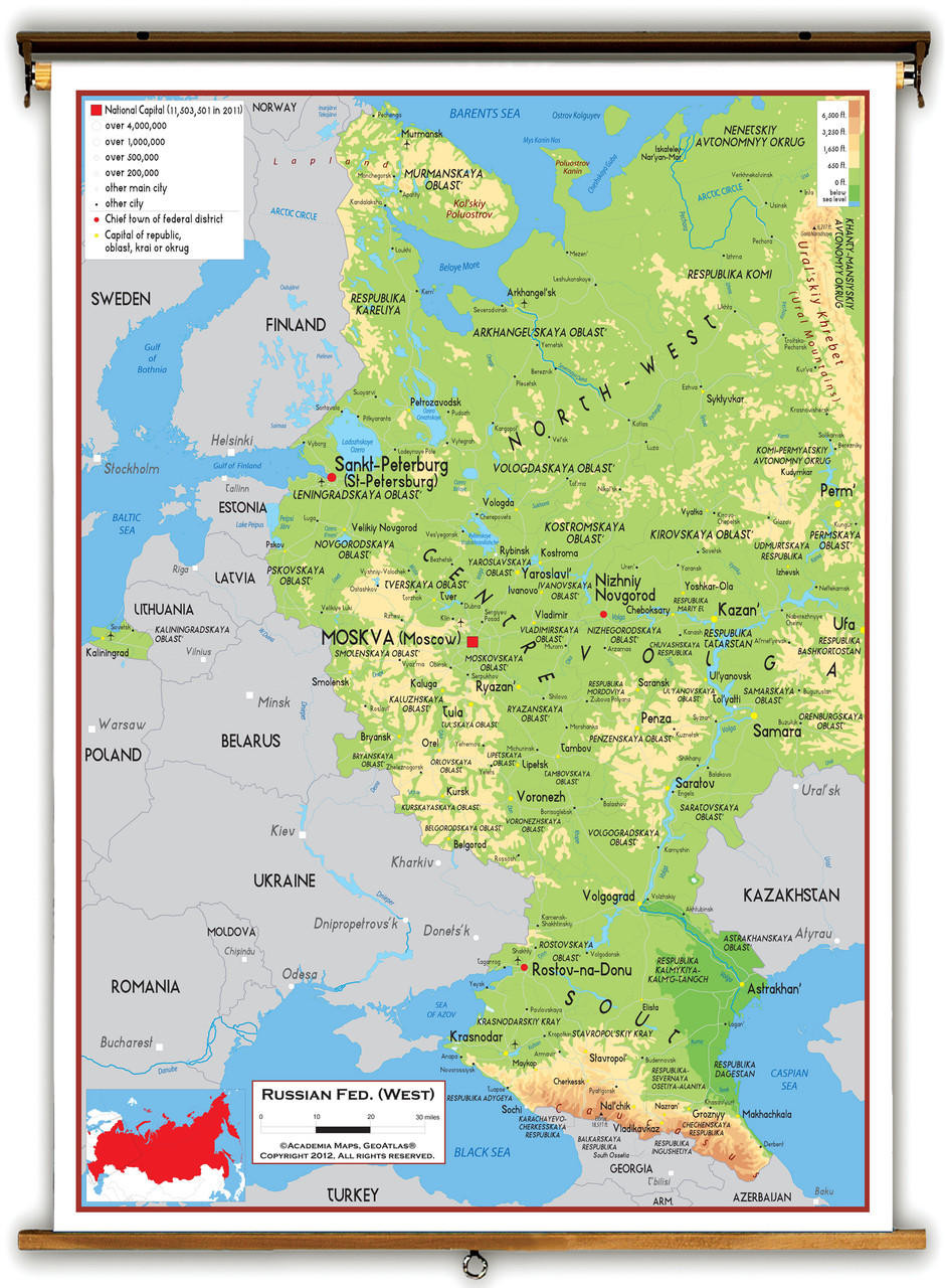 Physical Map Of Russia