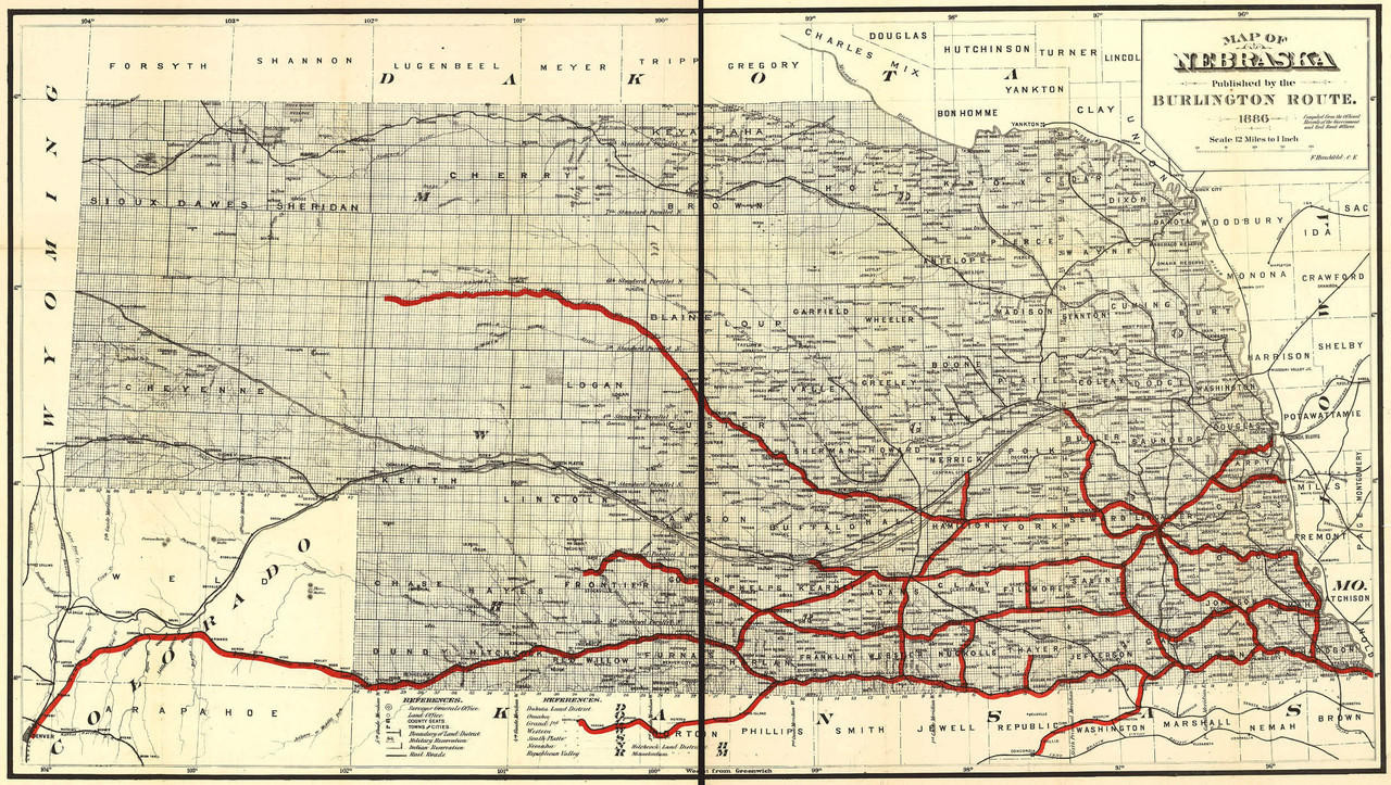 Historic Railroad Map of Nebraska - 1886 | World Maps Online