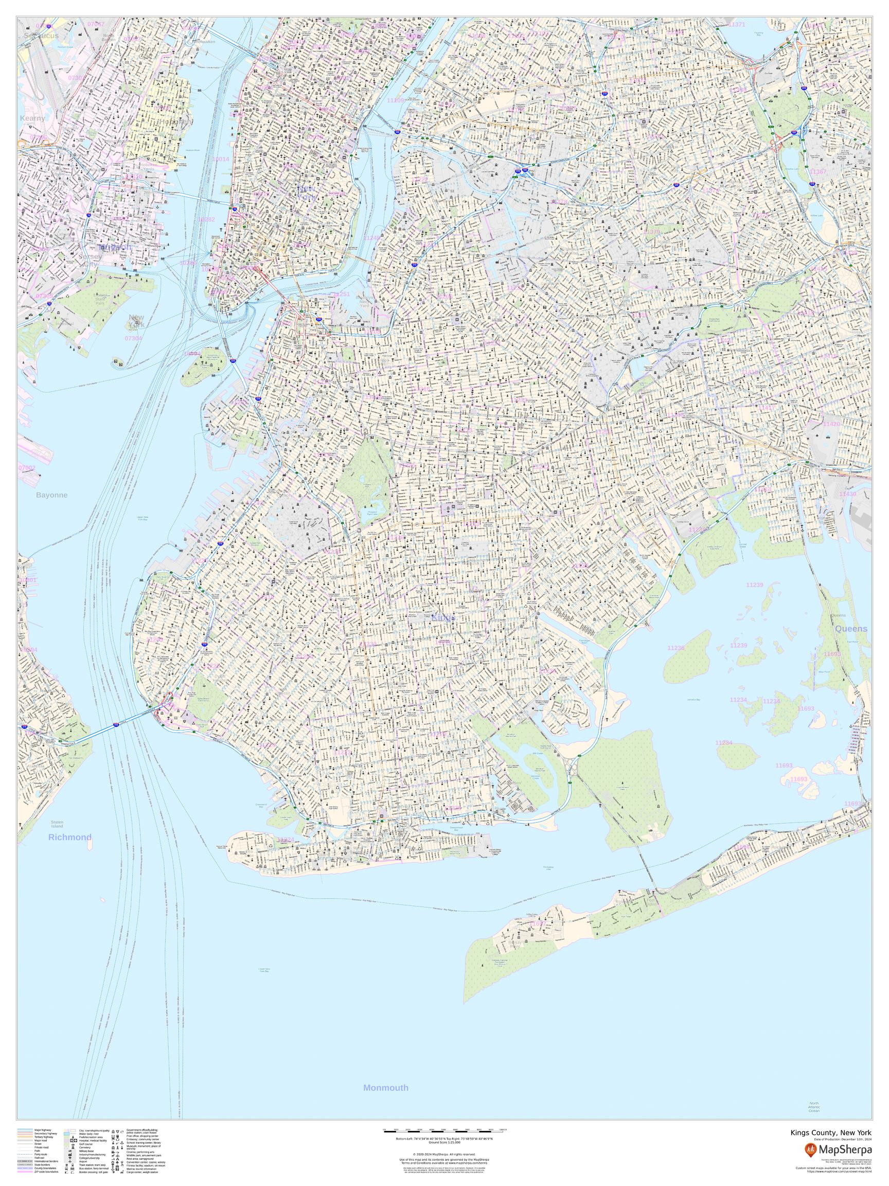 Kings County, New York Wall Map