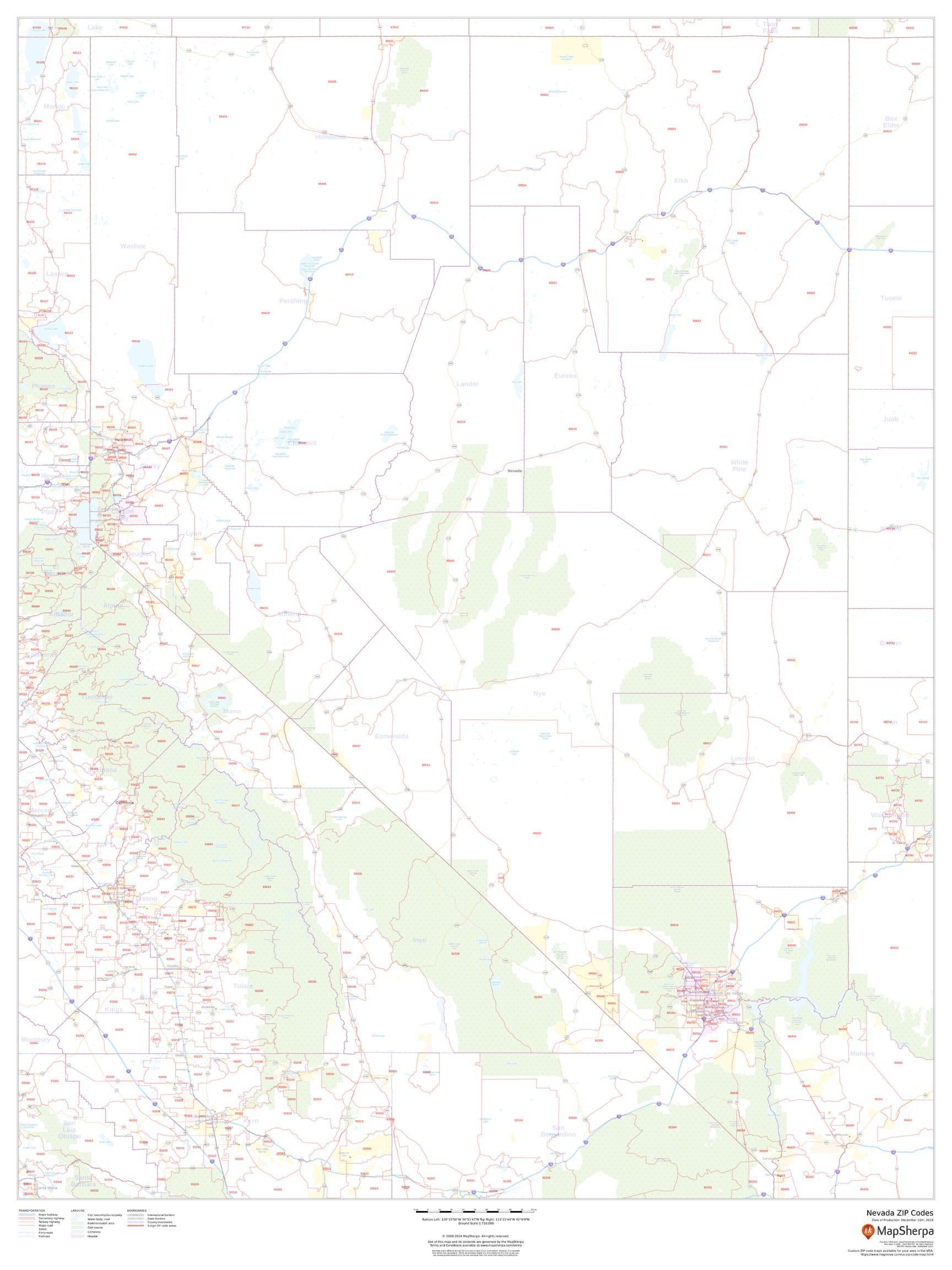Nevada ZIP Code Map