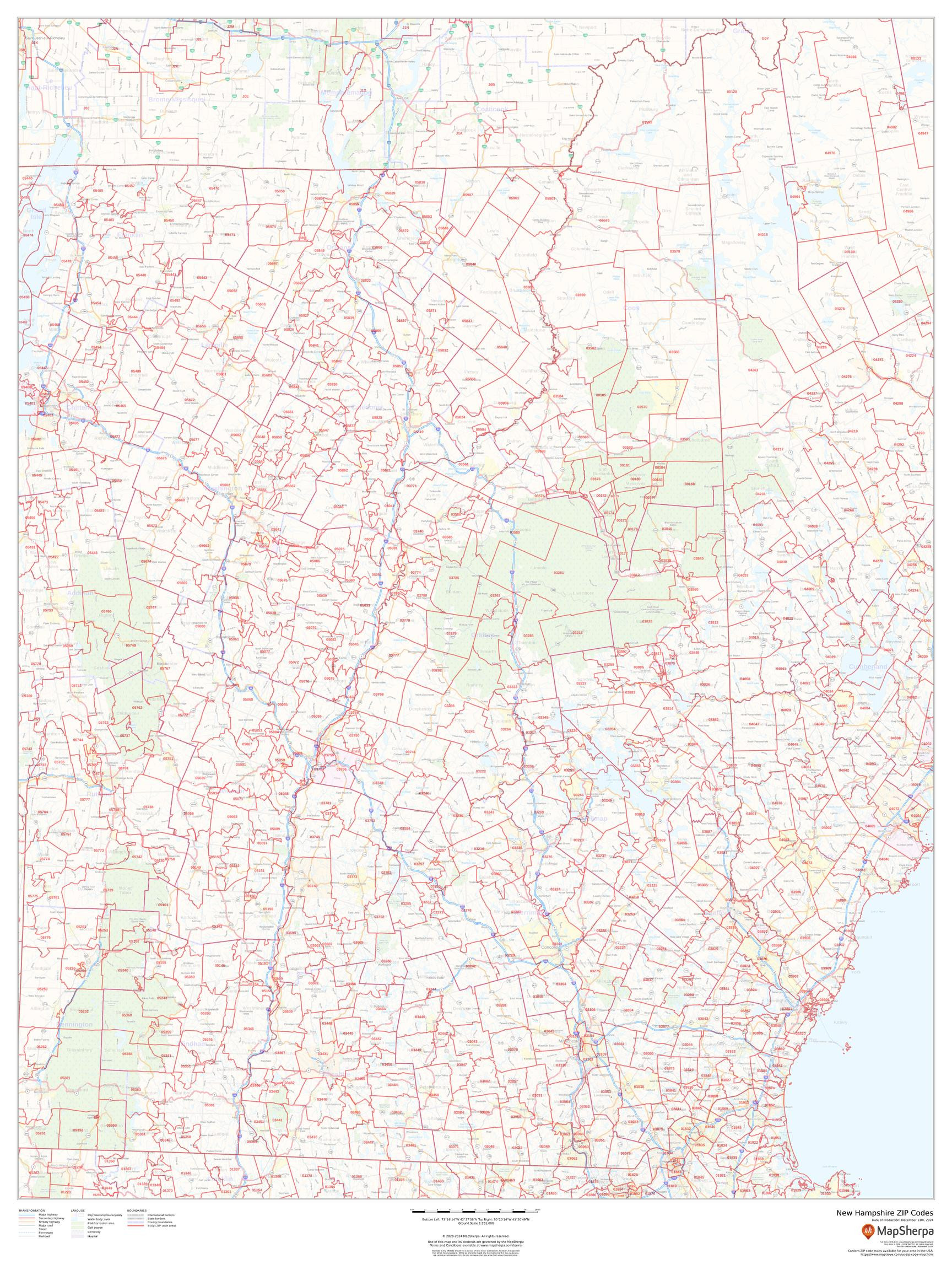 New Hampshire ZIP Code Map