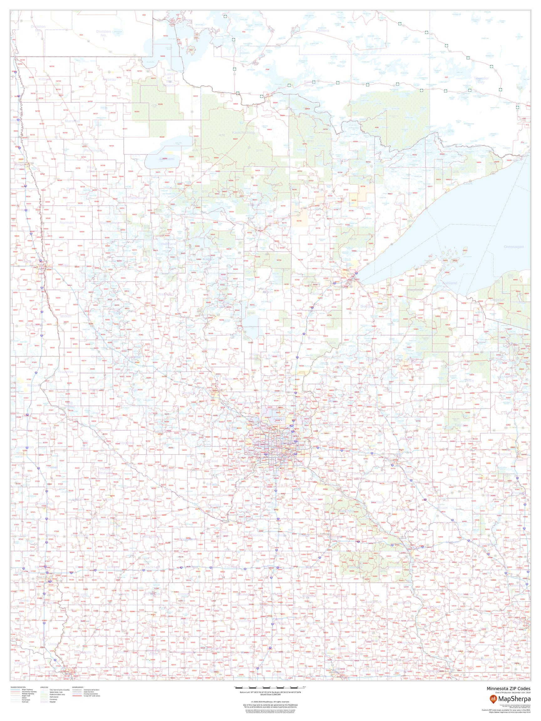 Minnesota ZIP Code Map