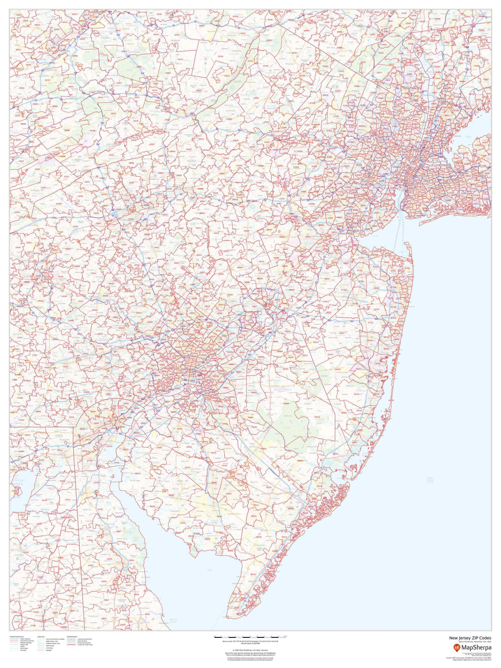 New Jersey ZIP Code Map