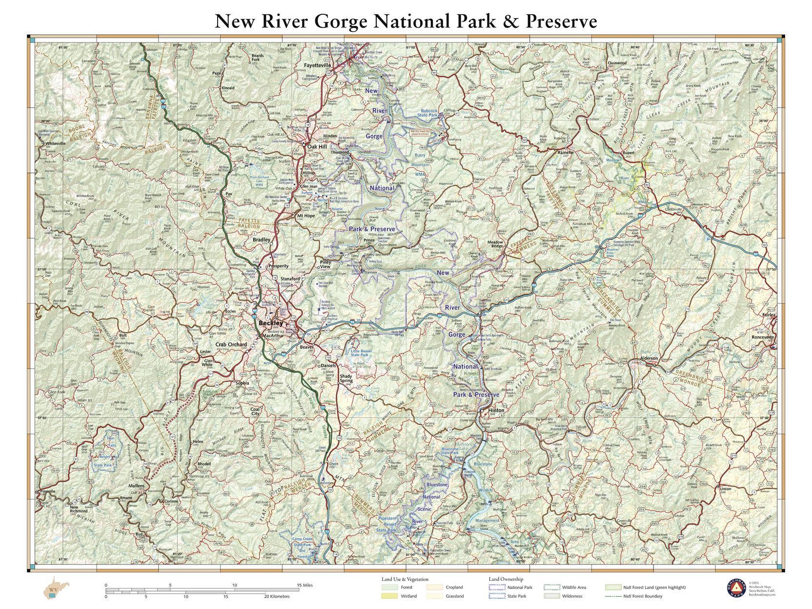New River Gorge National Park Wall Map