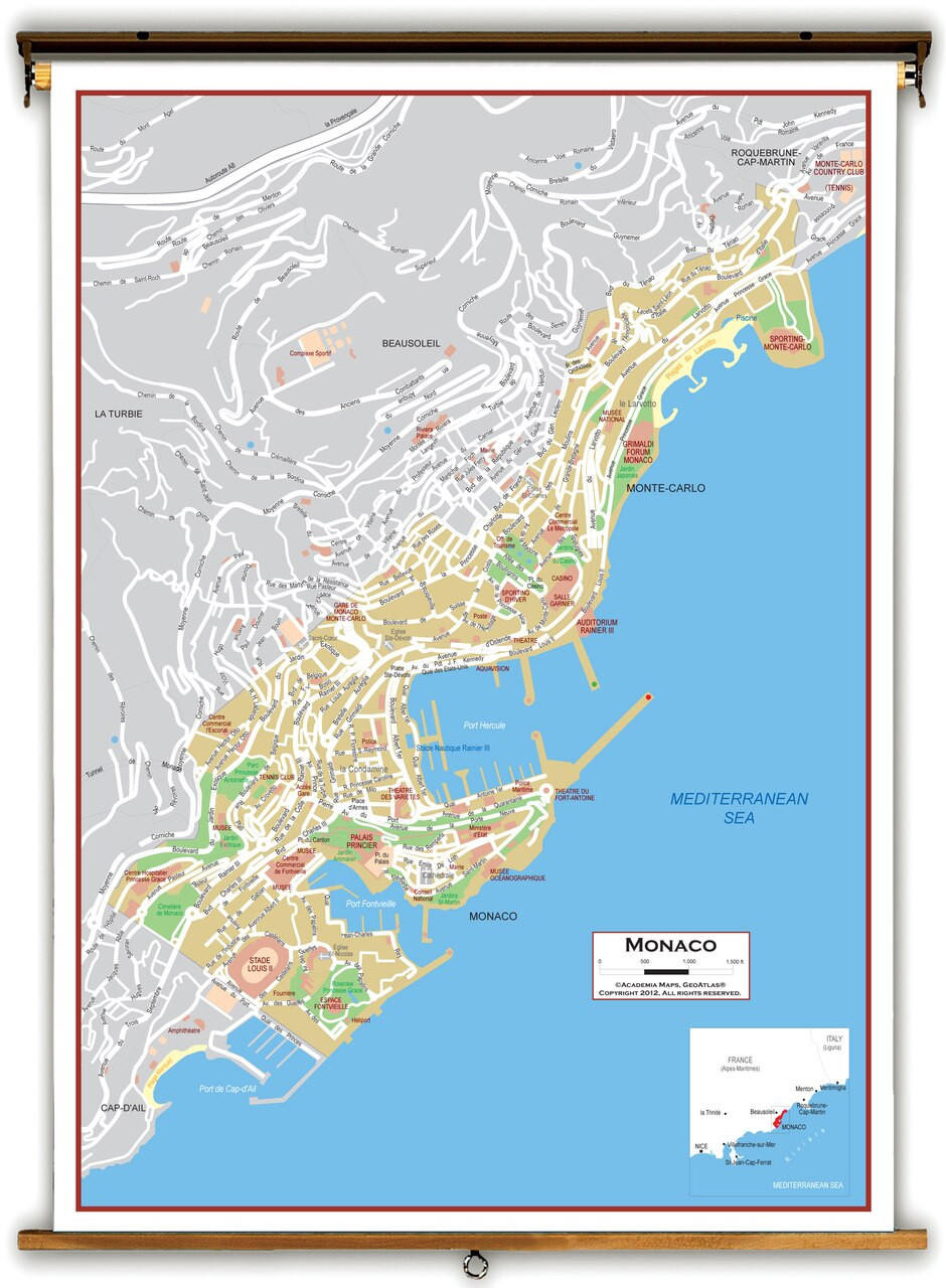 Monaco Political Educational Map from Academia Maps | World Maps Online