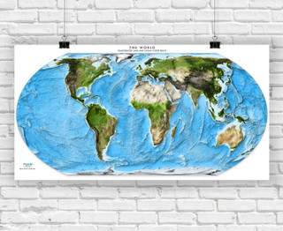 Equal Earth World Wall Map - Physical Exaggerated Shaded Relief