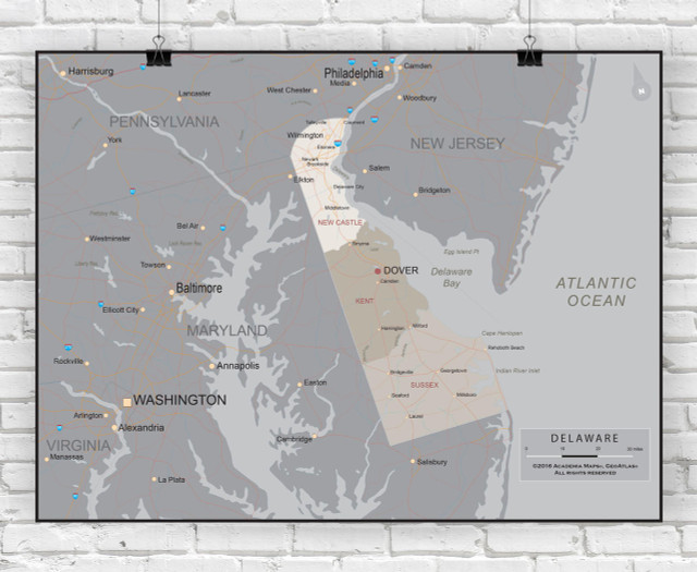 Delaware State Wall Maps | World Maps Online