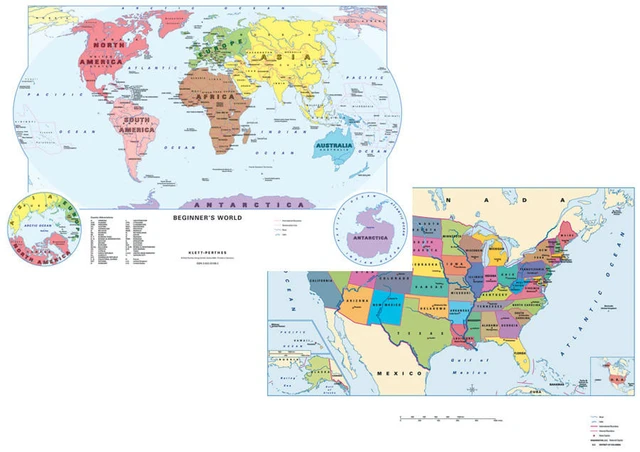 Academia Early Learner U.S. & World Political Desk Map | World Maps Online