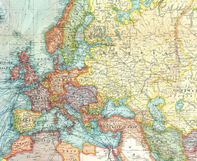 Vintage World Map - 1914 - Bartholomew's Chart of the World on Mercator ...