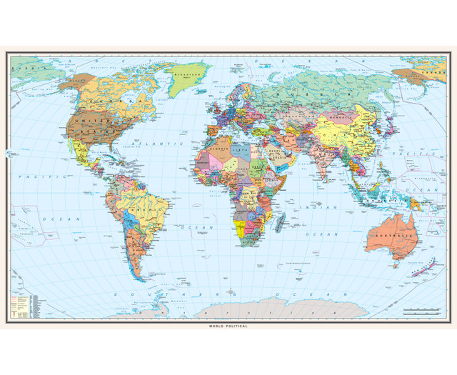 Klett Advanced World Political Classroom Map Removable Wallpaper Mural ...