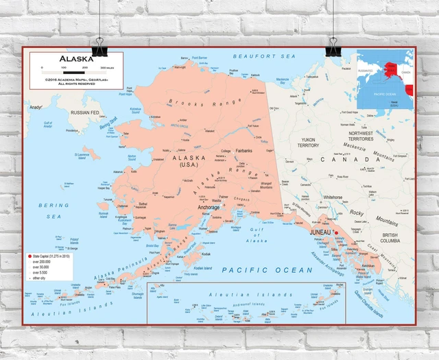 Alaska Wall Map - Political | World Maps Online
