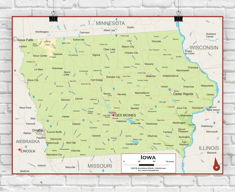 Iowa State Wall Maps | World Maps Online