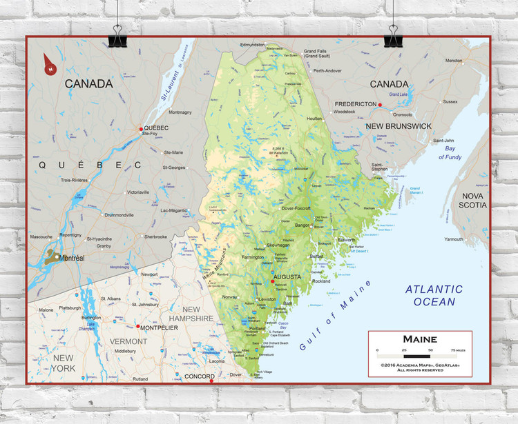 Maine State Wall Maps | World Maps Online