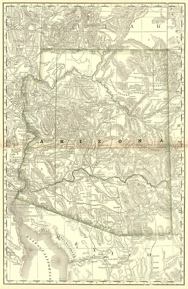 Historic Railroad Map of Arizona - 1876 | World Maps Online