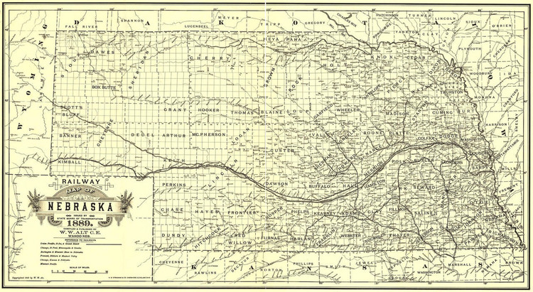 Historic Railroad Map of Nebraska - 1879 | World Maps Online