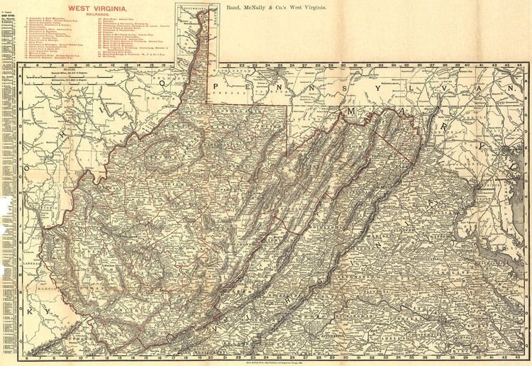 Historic Railroad Map of West Virginia - 1873 | World Maps Online