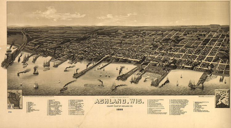 Historic Map - Ashland, Lake Superior, WI - 1890 | World Maps Online