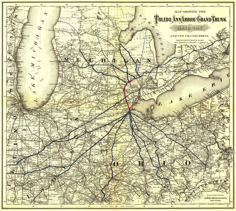 Historic Railroad Map of the Midwest - 1862 - G.W. & C.B. Colton & Co ...