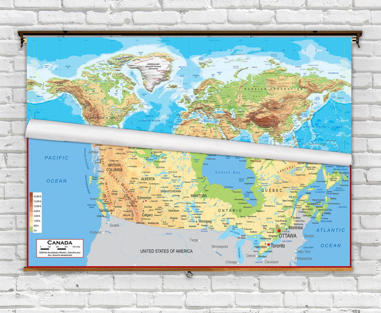 Essential World Classroom Map on Spring Roller from Kappa Maps | World ...
