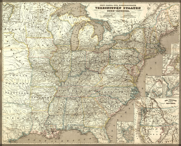 Historic Railroad Map of the Western United States - 1855 | World Maps ...