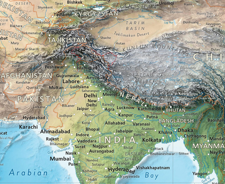 Natural World Physical Wall Map | World Maps Online