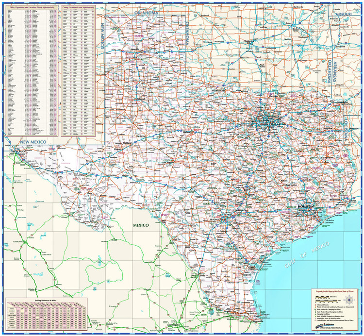Texas Roadways Map from Compart | World Maps Online