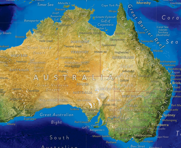 Detailed World Topography & Bathymetry Satellite Image Map Mural ...